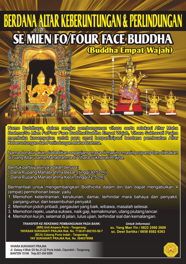 Berdana Rupang Maha Brahma/Se Mien Fo/4 Face Buddha – Vihara Sukhavati ...